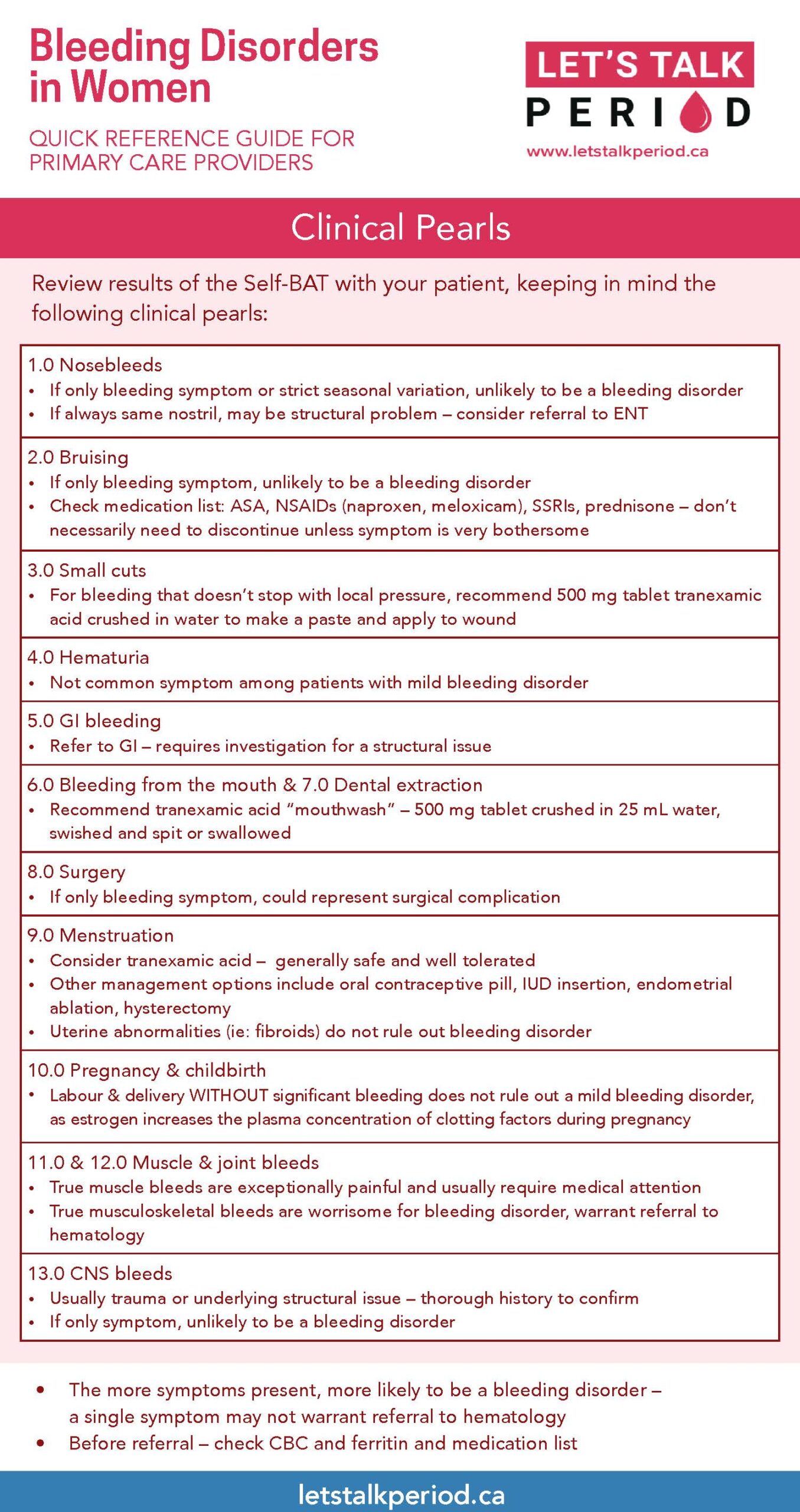 Resources for Clinicians: Women & Girls with Inherited Bleeding Disorders